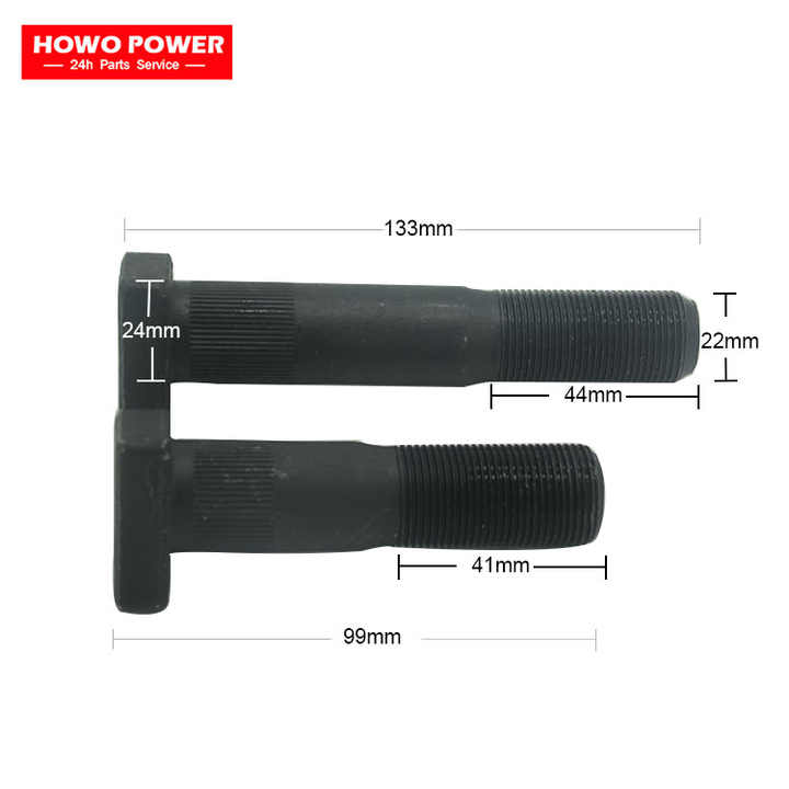 Howo Wheel Bolt M22x1.5x117 WG7121340130 WG9112340123 Front Rear wheel ...