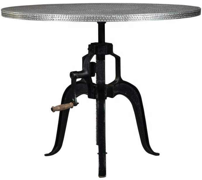 Vintage industrial crank coffee table with hammered top adjusting ...