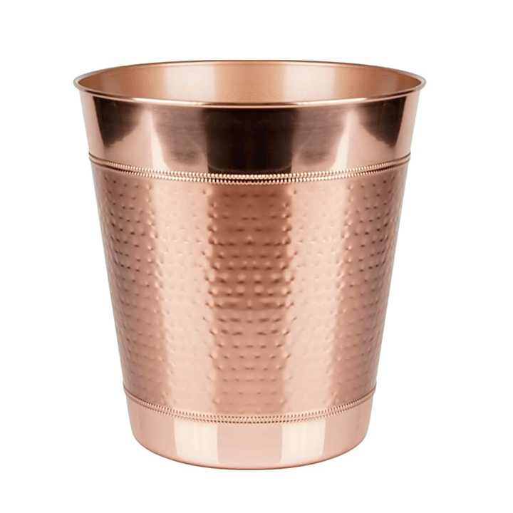 Wholesale Handmade Hammered Shape Copper Plated Metal Trash Bin Classic ...