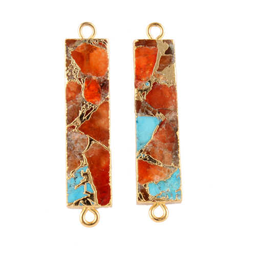 Factory Selling Mohave Red Copper Turquoise Double Bail Connector Gold ...