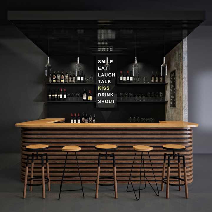 Solid Wood Bar Counter - Perfect for Commercial Settings