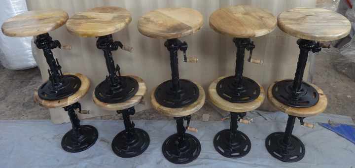 Antique Industrial American Style Cast Iron Handlifting Stool