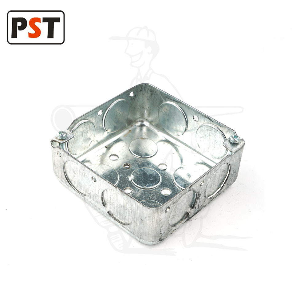 4x4 Square Electrical Steel EMT Conduit Box - 1-1/2" Deep
