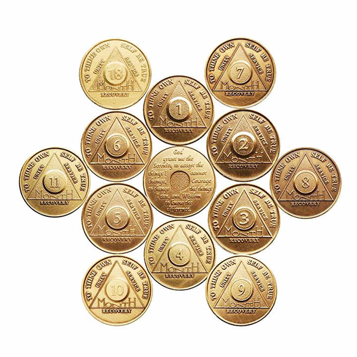 Personalized AA 5 Year Anniversary Sobriety Coin Recovery Chip