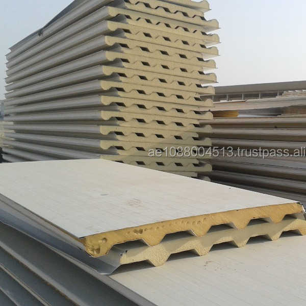 50mm thick roof sandwich panels / 50mm PU roof panels / 50mm rock wool ...