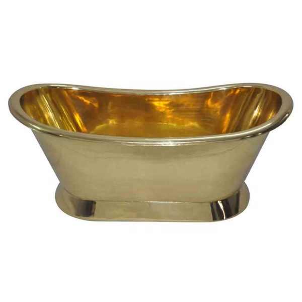 Modern Pedestal Freestanding Brass Bathtub with Soaking