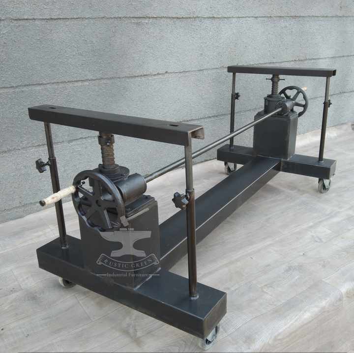 Industrial Rustic Crank Table Legs - Adjustable Metal Base