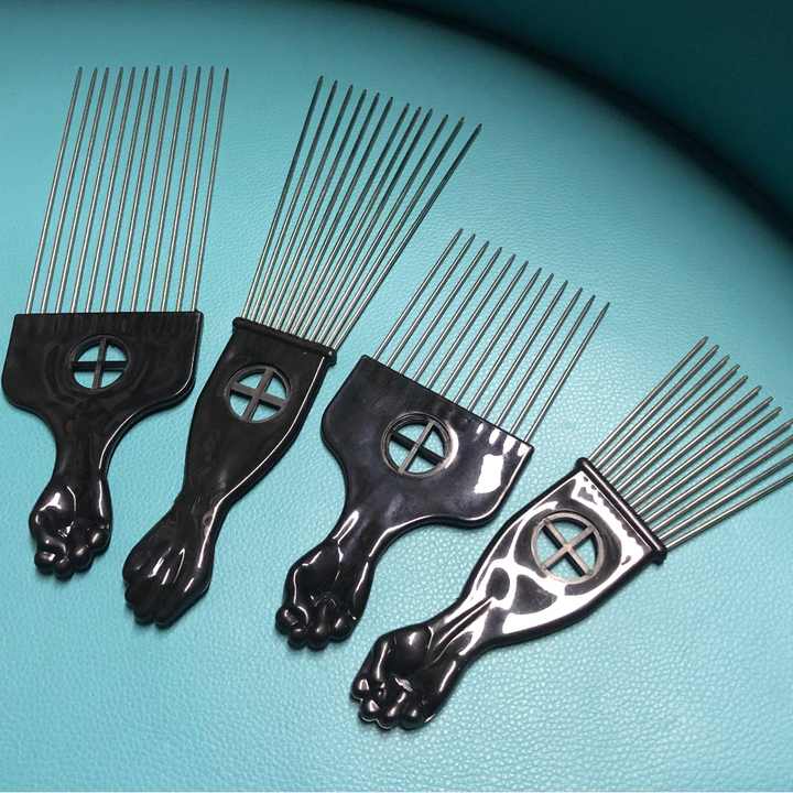 Afro Hair Metal Fork Wide Tooth Flat Comb - Portable & Durable