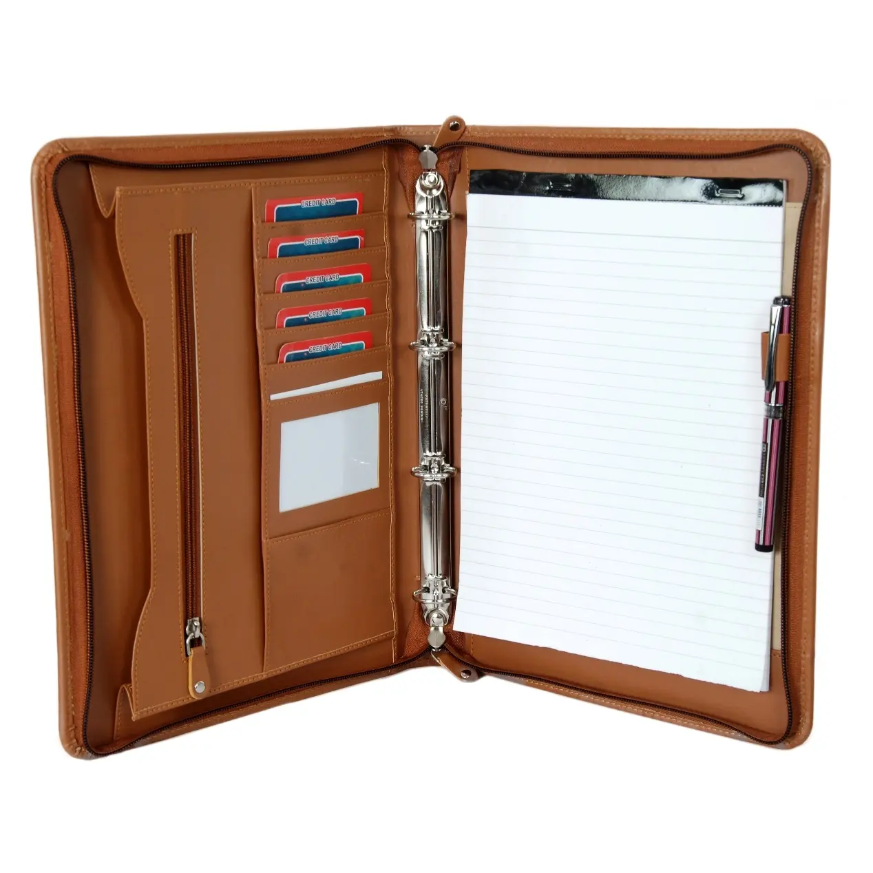 Executive Leather Zippered 3 Ring Binder