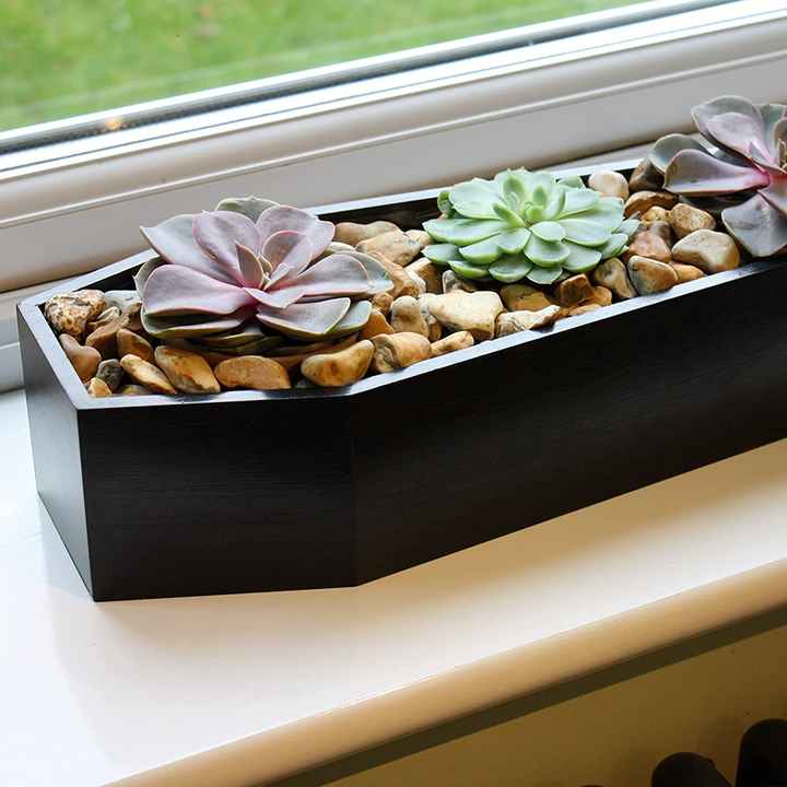 Multifunctional Wooden Coffin Shape Tray for Halloween
