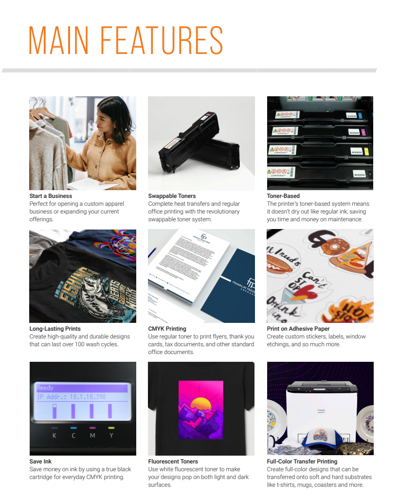 RiCOMA Luminaris 200 White Toner Transfer Printer A4 White Toner ...