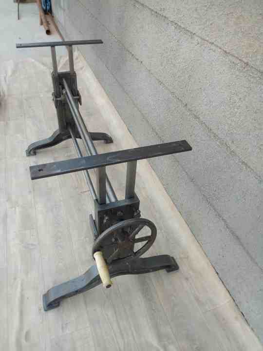 Rustic Green Cast Iron Crank Table LEGS - Industrial Furniture