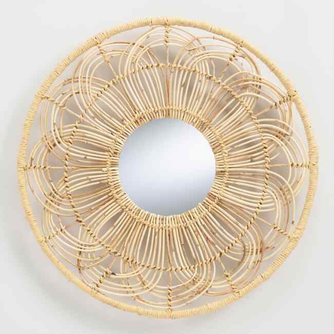 Wholesale Natural Wicker Rattan Hanging Mirrors for Home Decor
