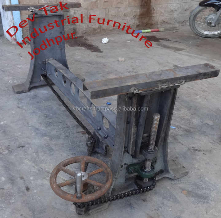Industrial Antique American Unique Crank Mechanism Table