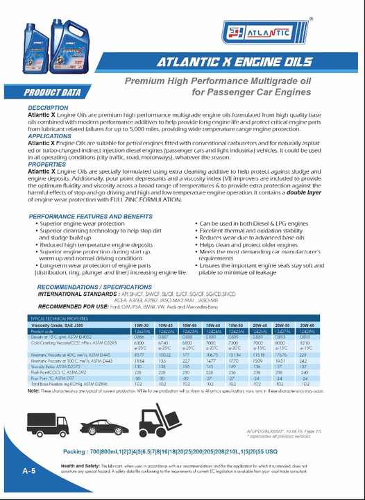 ATLANTIC X MOTOR ENGINE OIL - High Universality & Quality