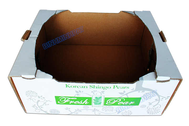 White Corrugated Pear Packing Boxes - Customizable Fruit Cartons