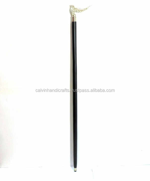 Bird Design Walking Stick Cane with Brass Designer Handle Wood Material ...