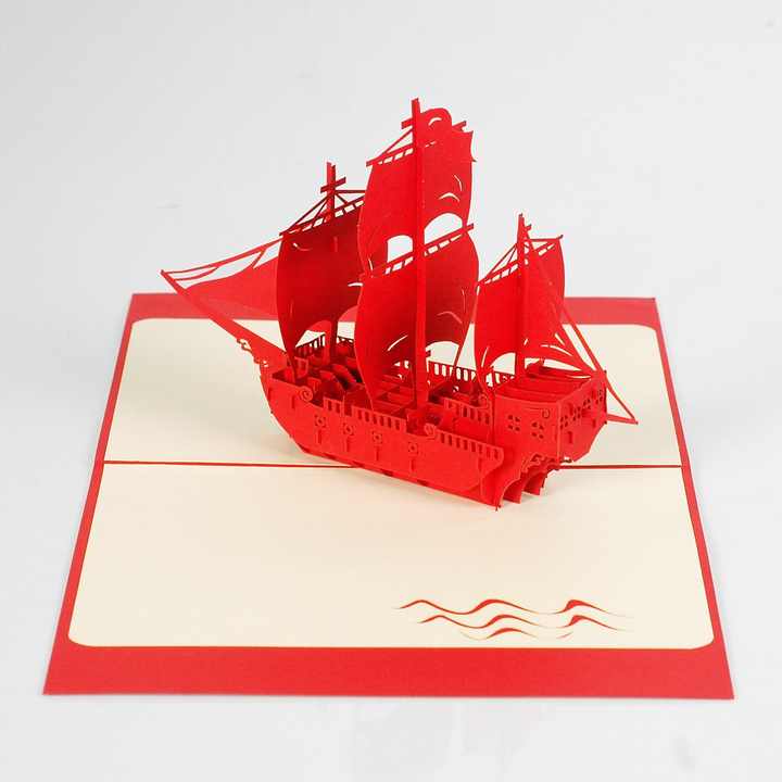 Boat Model paper craft 3D pop up greeting card for Gift Ideal - Custom ...