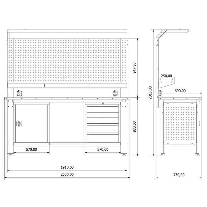 Steel Workshop Desk with Perforated Panel| Alibaba.com