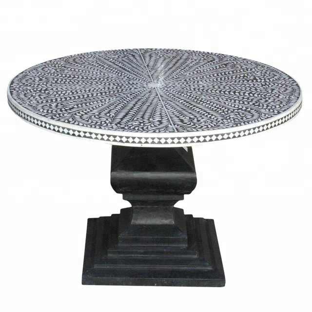 Bone Inlay Dining Table - Indian Antique Style Furniture