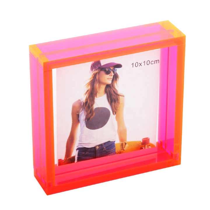 Neon Color Acrylic Magnet Photo Frame for 4x4 Inch Pictures