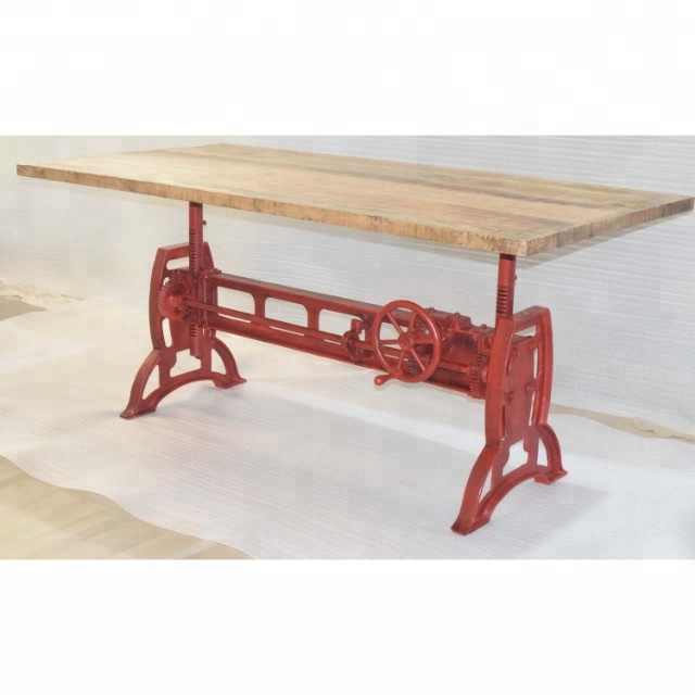 Antique Vintage Solid Mango Top Dining Table Rectangle Cast Iron Heavy ...