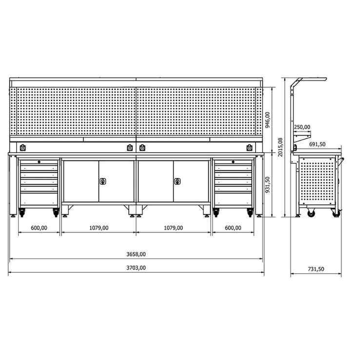 High Quality Steel Workbench with Tool Carts & Storage Cabinets - Metal ...
