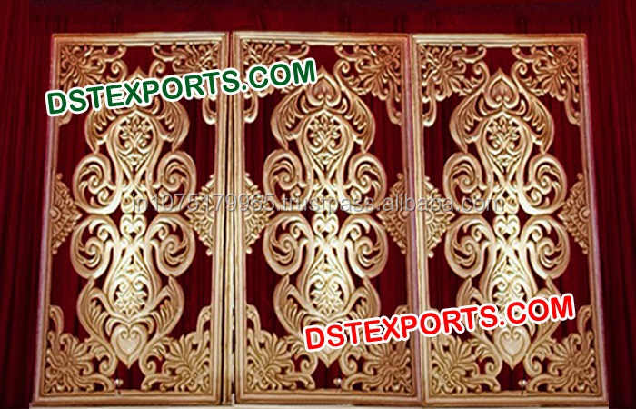 Wedding Stage Golden Carved Backdrop Panels - Elegant & Customizable
