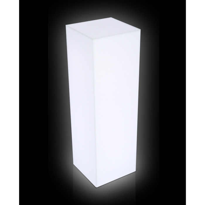 Tall Lighted Display Cube - White Acrylic LED Pedestal Sign