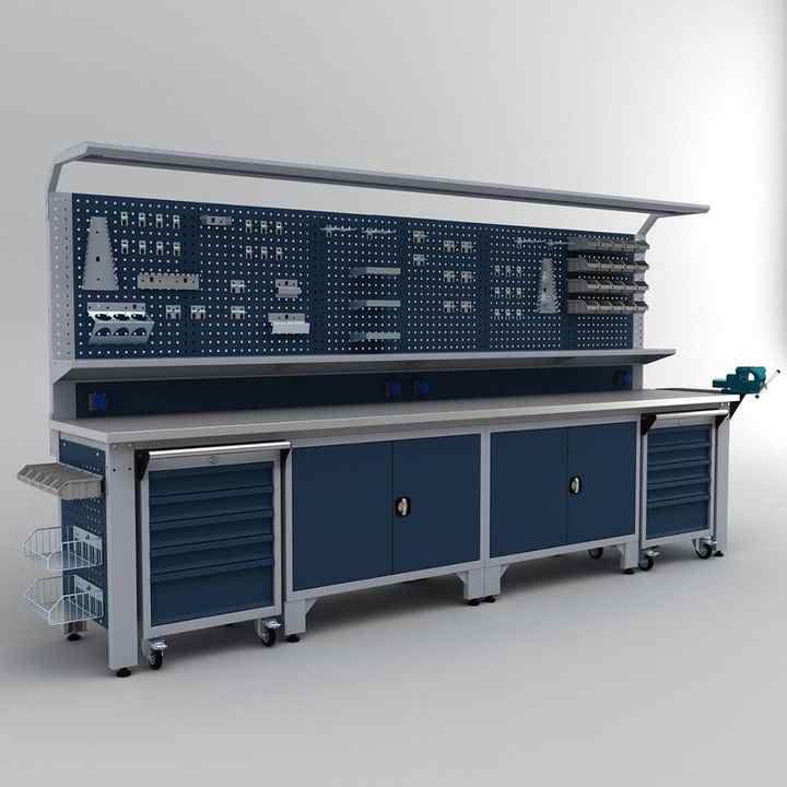 High Quality Steel Workbench with Tool Carts & Storage Cabinets - Metal ...