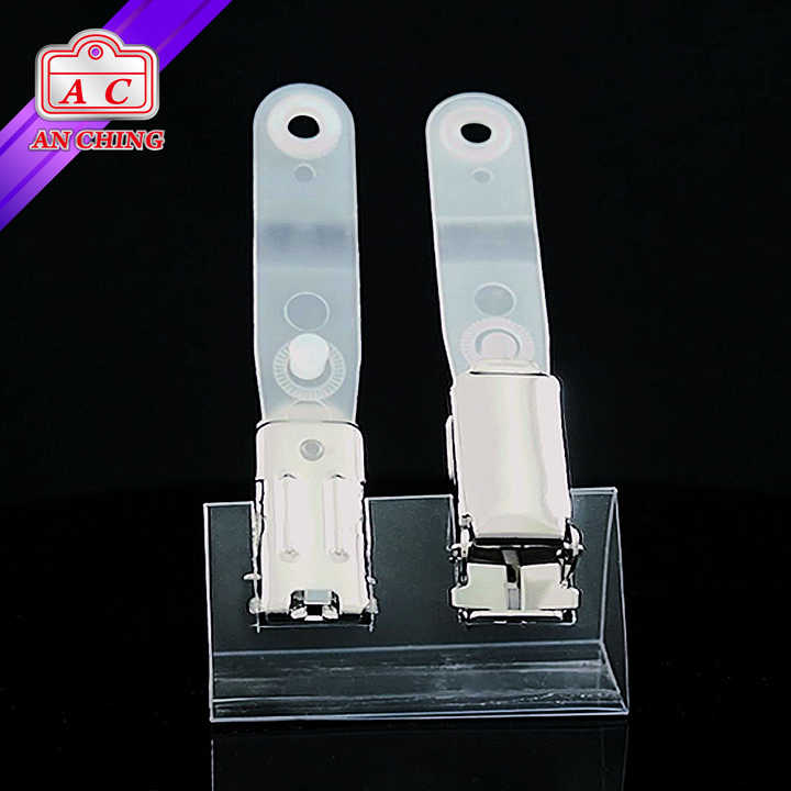 Metal ID Card Badge Holder Clip with Button Strap