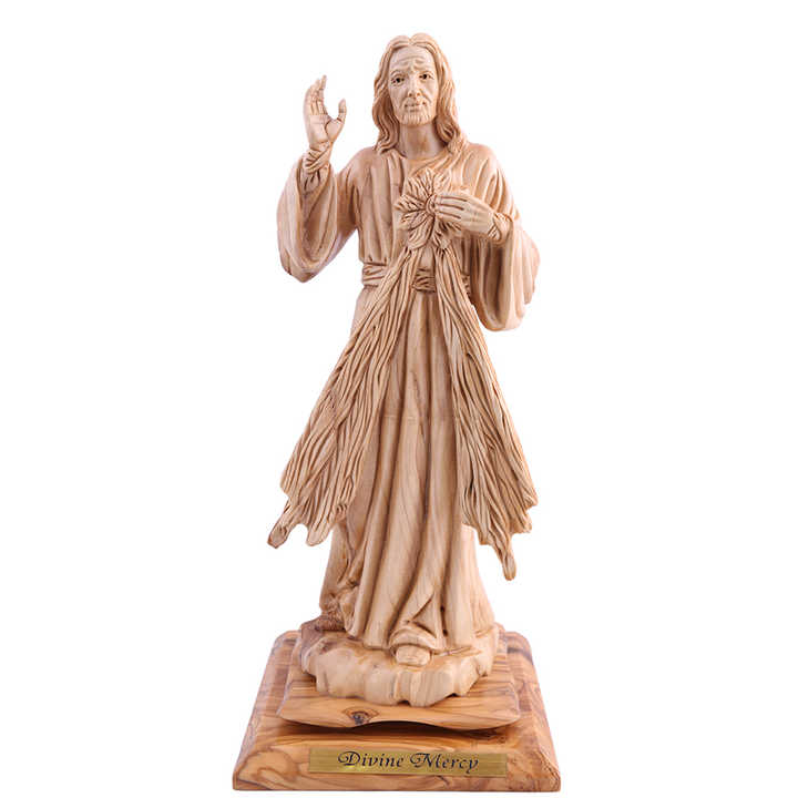 Olive Wood Statue Bethlehem - Handmade Religious Sculpture