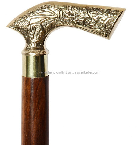 Wooden walking stick Medieval replica walking cane with Brass Handle ...