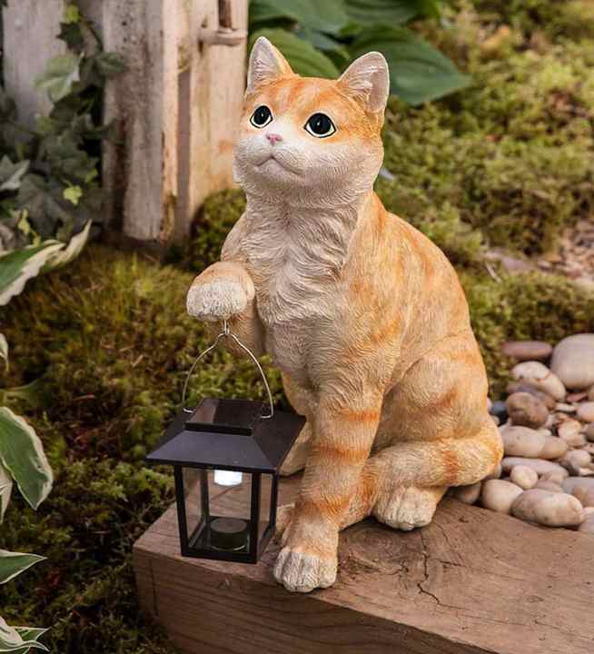 Outdoor Animal Sculpture - Life Size Fiberglass Resin Cat Statue