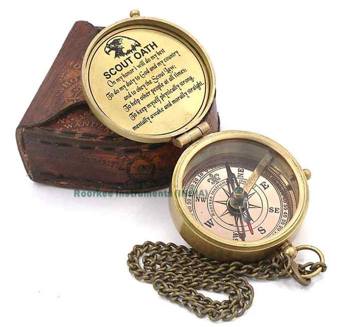 Handmade Vintage Brass Eagle Scout Compass with Leather Case ...