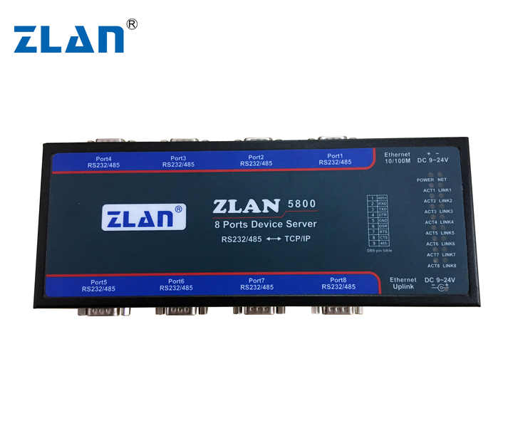 8 port serial port to Ethernet industrial multiple ports network switch