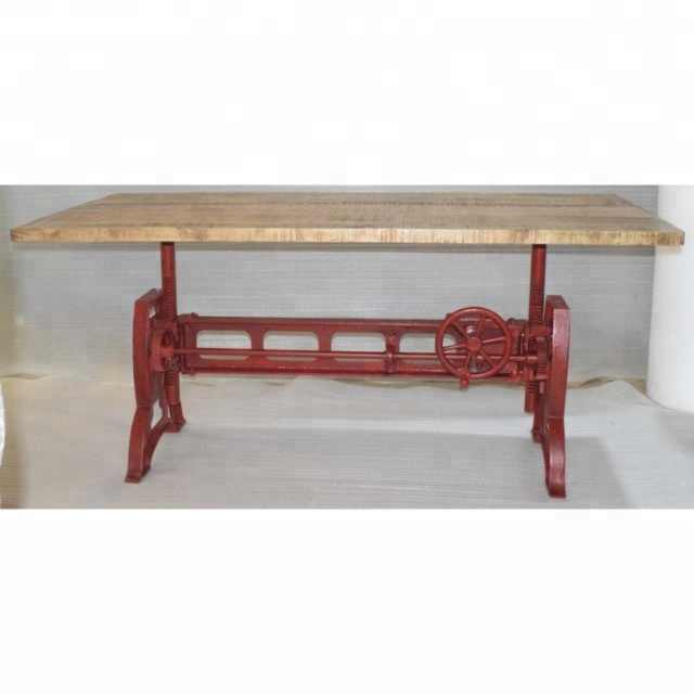Antique Vintage Solid Mango Top Dining Table Rectangle Cast Iron Heavy ...