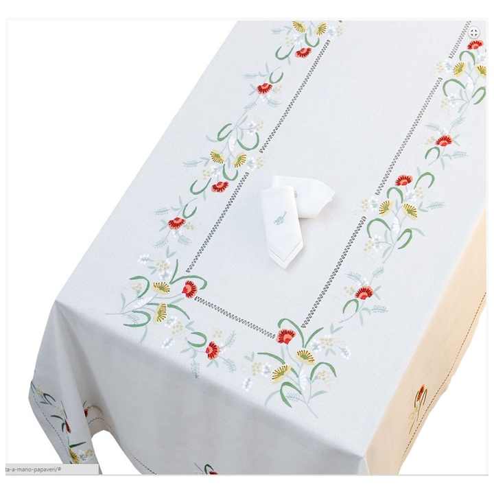 Hand Embroidery Table Cloth - 100% Cotton Quang Thanh Embroidery