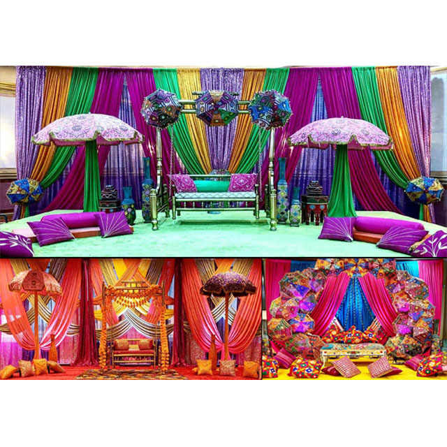 Colorful Umbrella Decoration for Gujarati Garba Night Stage