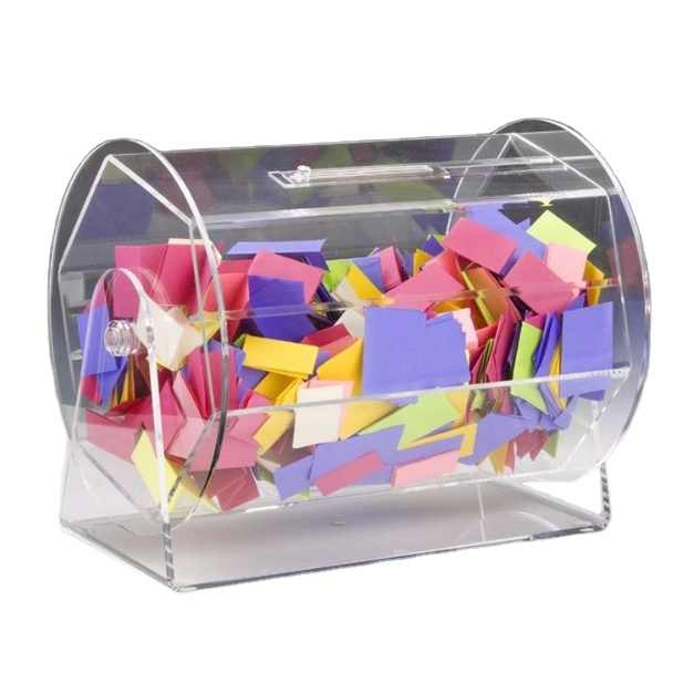 Clear Acrylic Lucky Draw Box - Modern Lottery Display