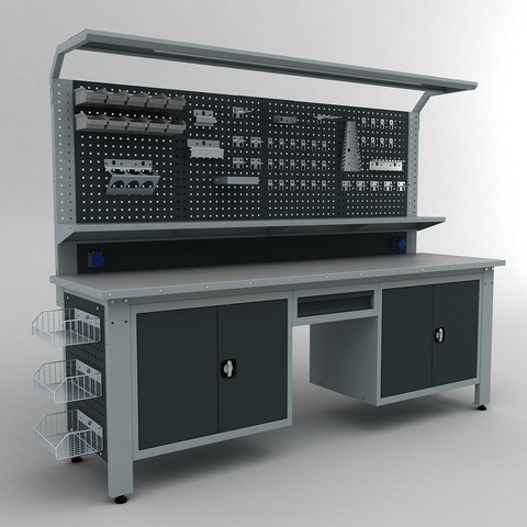 High Quality Steel Workbench with Tool Carts and Storage Cabinets