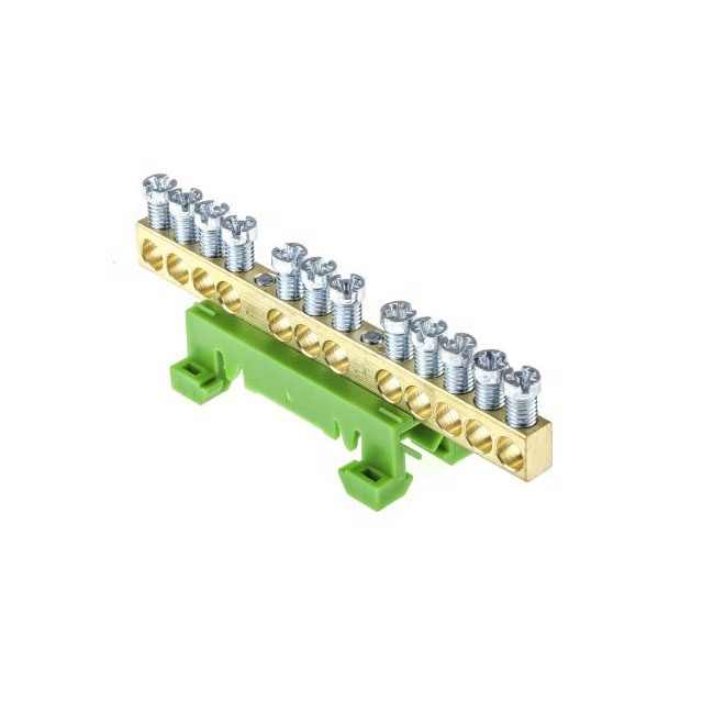 Din Rail 10-Way Brass Neutral Link & Earthing Ground Bus Bar