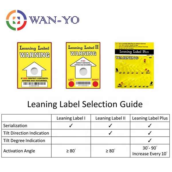 Leaning Label Tilt Tip Sensor & Tilt Indicator Shipping Labels