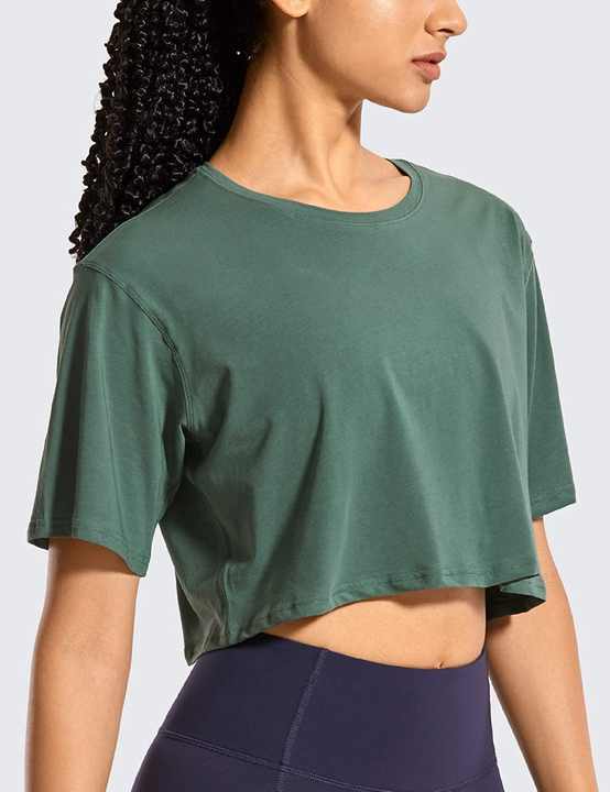 Soft Cotton Workout Crop Tops - Perfect for Yoga & Running