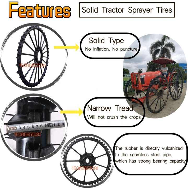 390mm 18" solid rubber wheels small tractor rubber wheels with rims ...