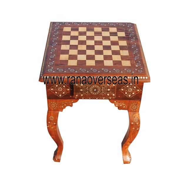 Handcrafted Inlay Wooden Chess Square Table - Luxury & Stability