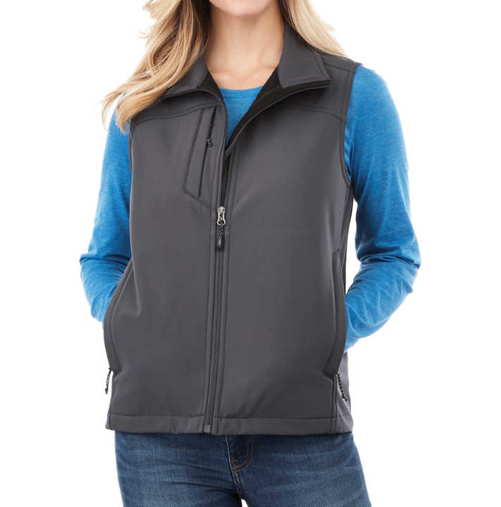 Ladies Two-Layer Fleece Bonded Soft Shell Vest Women's Softshell Vest ...