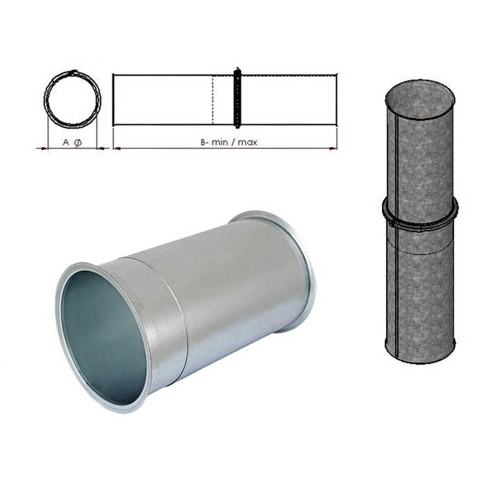 Round ductwork adjustable telescopic tube duct for ventilation and dust ...